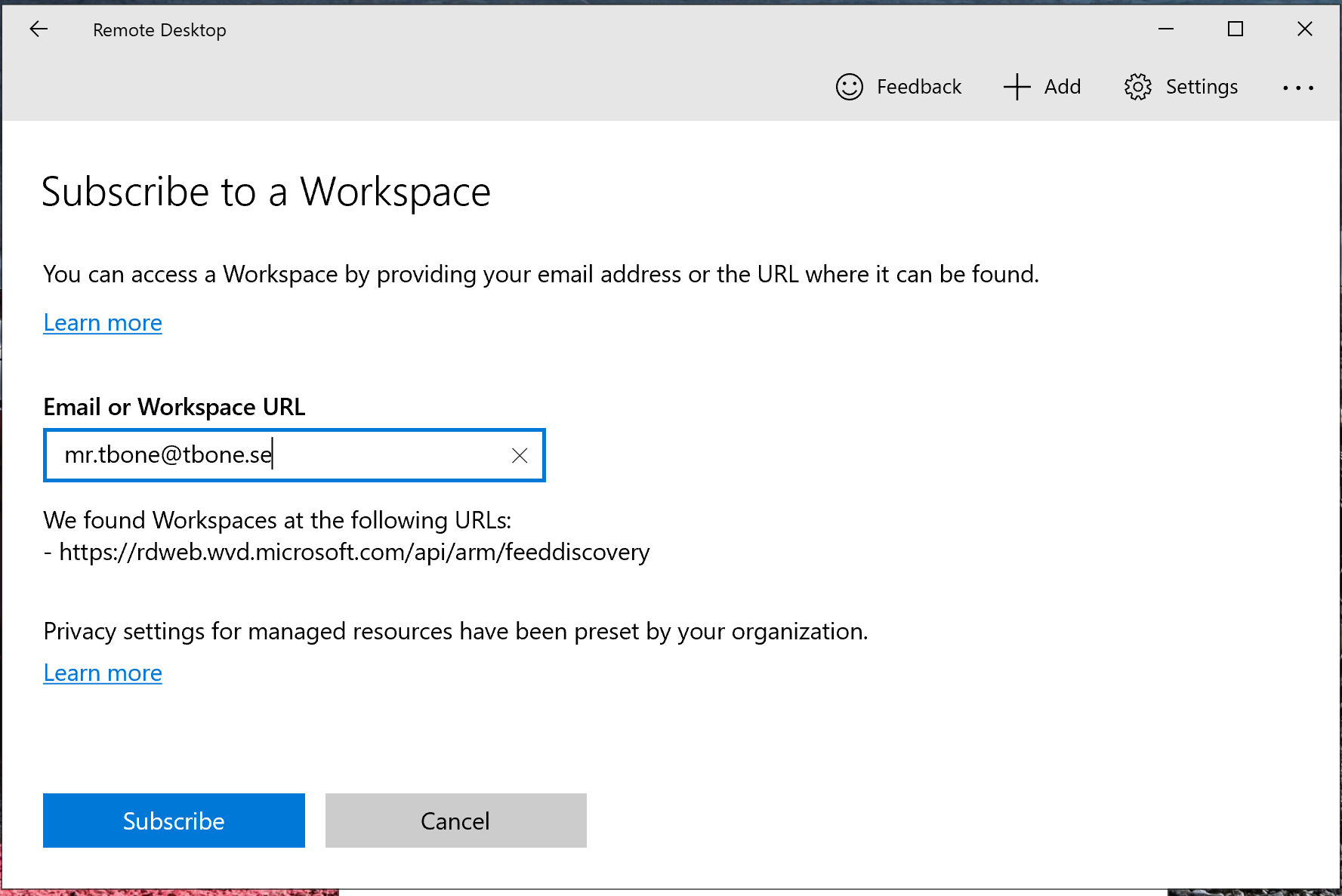 Enable Azure Virtual Desktop Email feed discovery - Mr T-Bone´s Blog