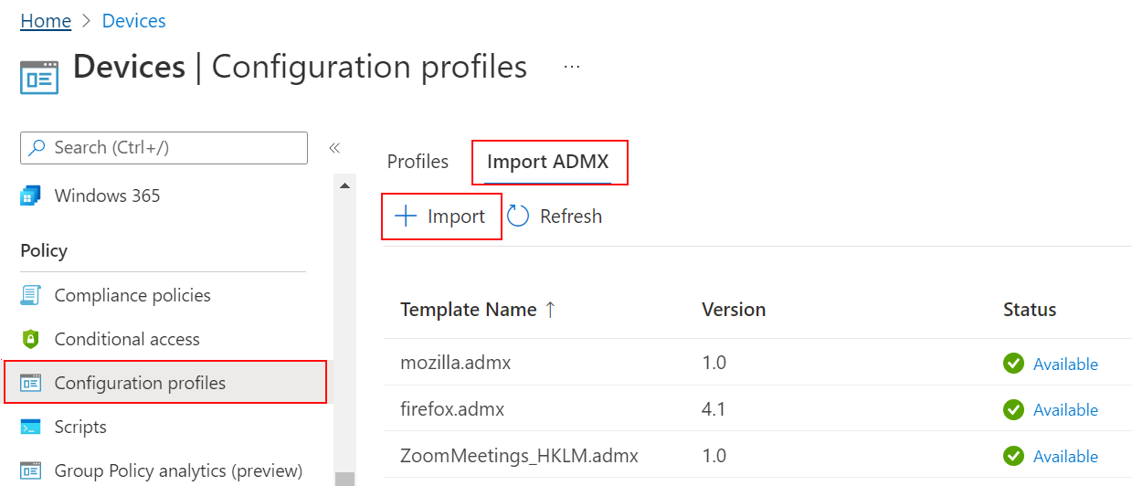 Import custom ADMX and ADML administrative templates into Endpoint ...
