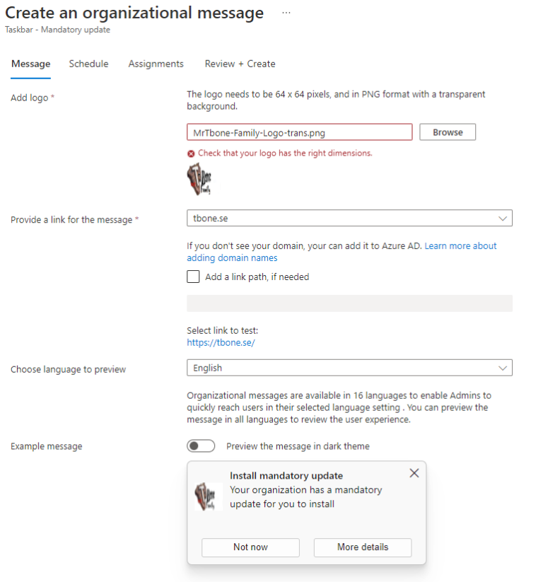 Intune Organizational Messages - Mr T-Bone´s Blog