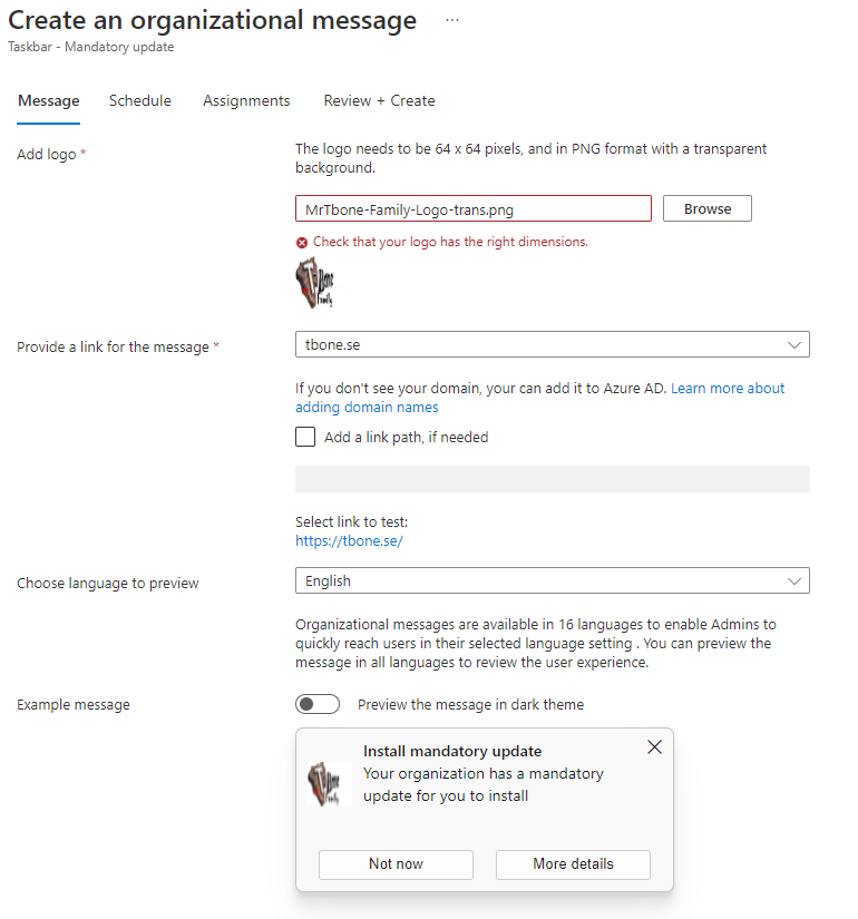 Intune Organizational Messages – Mr T-Bone´s Blog