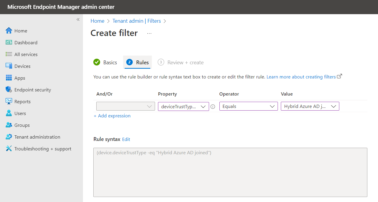 Filter out devices based on join type in Intune - Mr T-Bone´s Blog