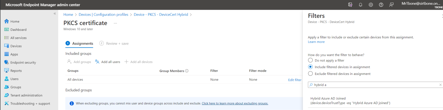 Filter out devices based on join type in Intune - Mr T-Bone´s Blog