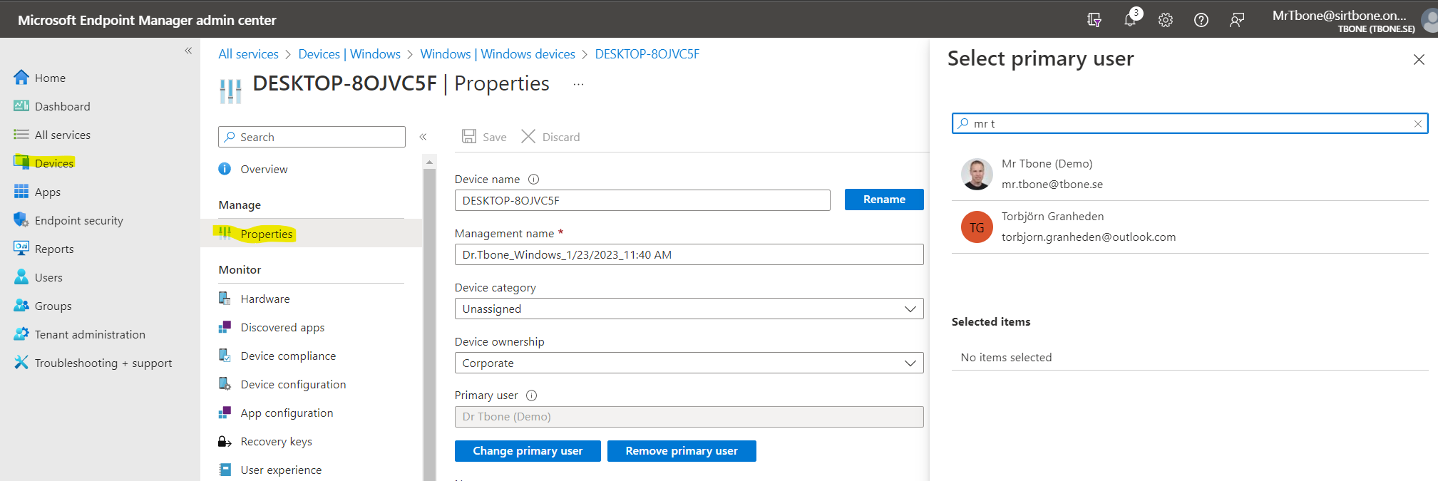 Update Intune Primary User With Powershell Or Azure Automation Mr T 1158