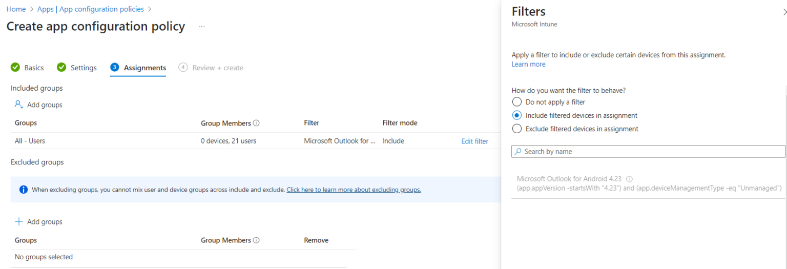 Managed Apps Filters in Intune for MAM - Mr T-Bone´s Blog