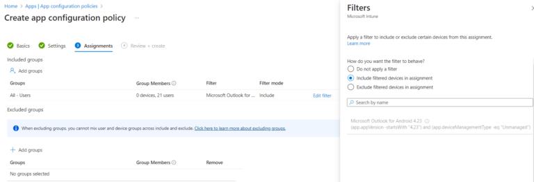Managed Apps Filters in Intune for MAM - Mr T-Bone´s Blog