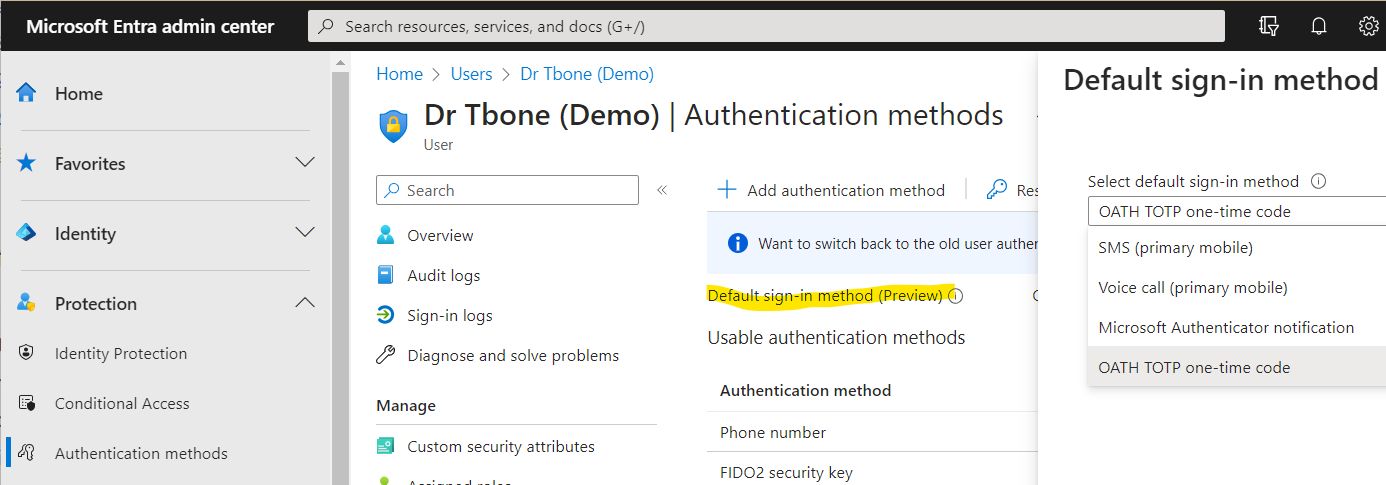 Admin can now change default Entra ID MFA method - Mr T-Bone´s Blog