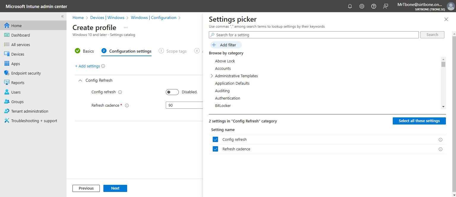 The new Intune Config Refresh - Mr T-Bone´s Blog